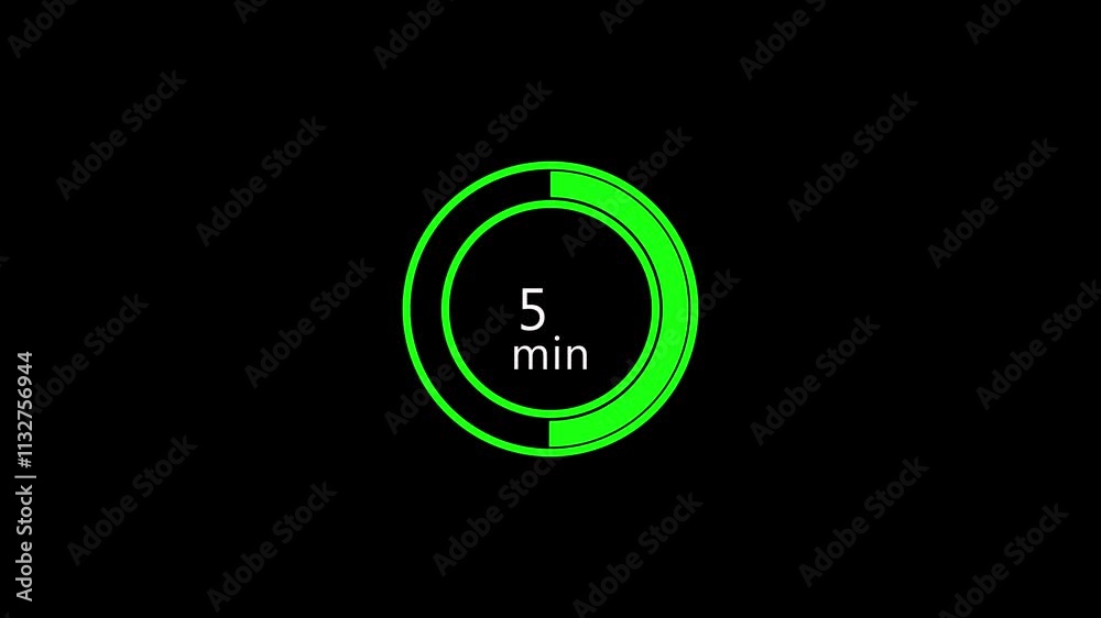 countdown 5 minutes with digital clock time | Green color clock timer ...