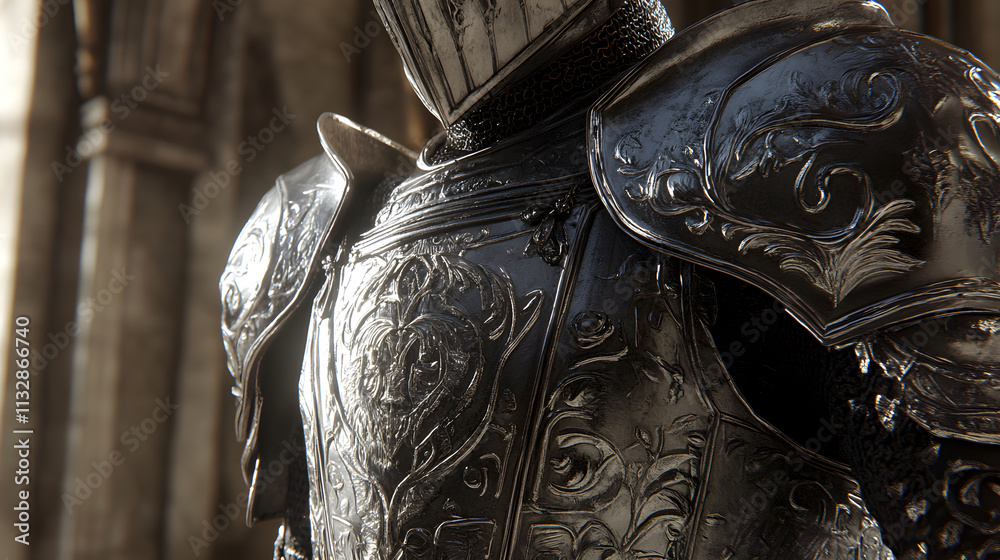 Illuminated Relic: A Majestic Suit of Armor Cast in Shadows and Light ...