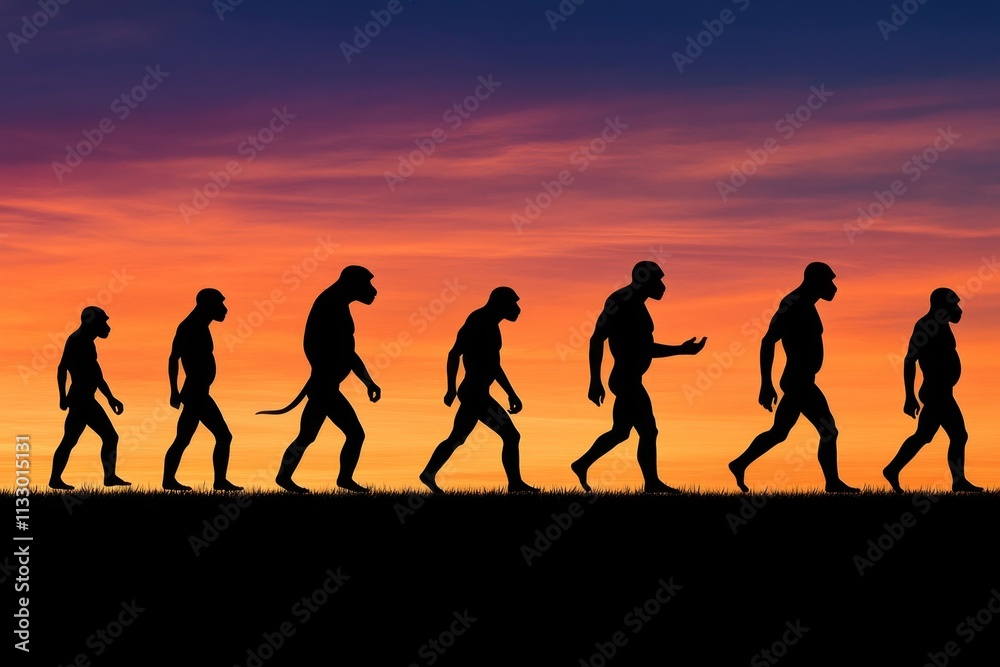 A clean and simple timeline showing the evolution of humans, with ...