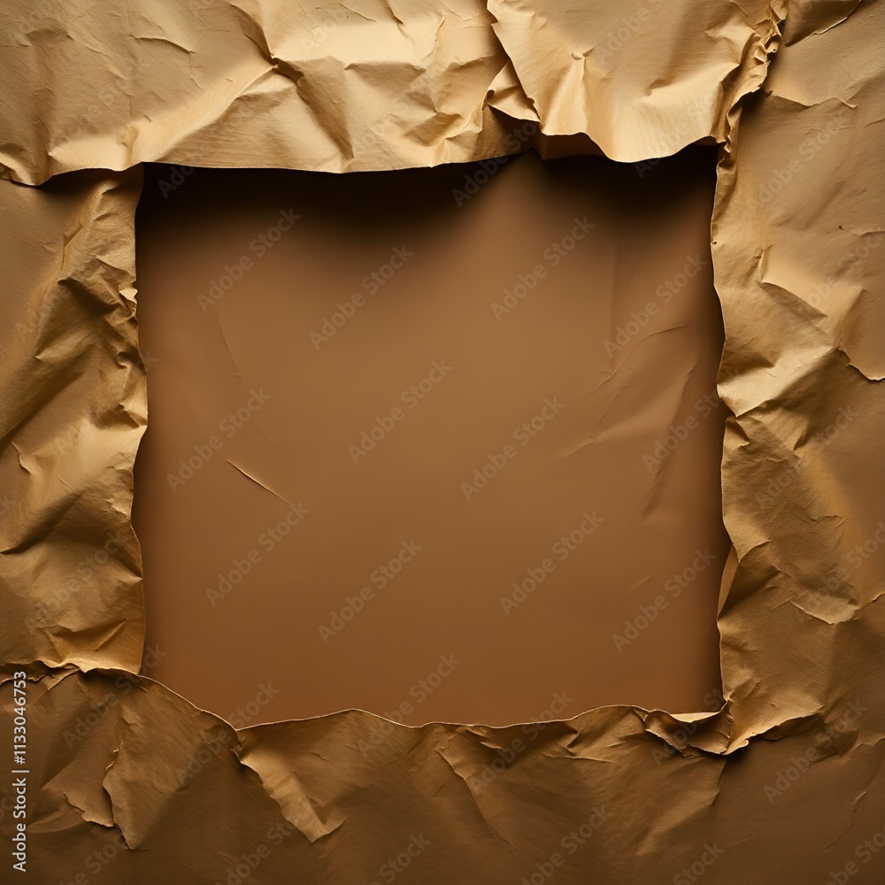 Crumpled paper frame with a smooth inner background creating an ...