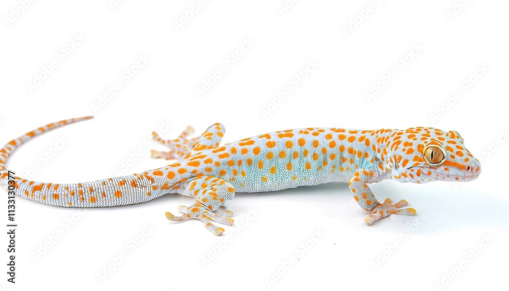 tokay gecko is a large light blue with red orange pink color spots ...