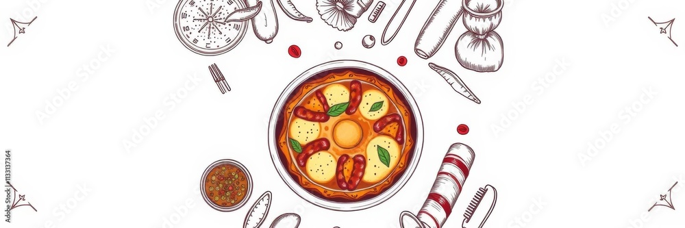 Middle eastern cuisine top view frame food menu design featuring ...