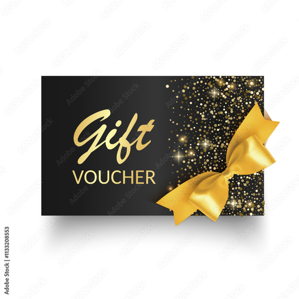 Gift voucher template with glitter gold luxury pattern. Vector ...