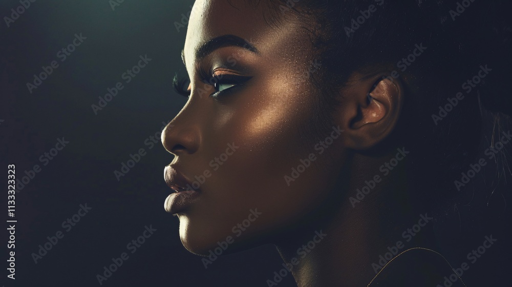 Captivating female portrait with dramatic lighting and elegant style ...