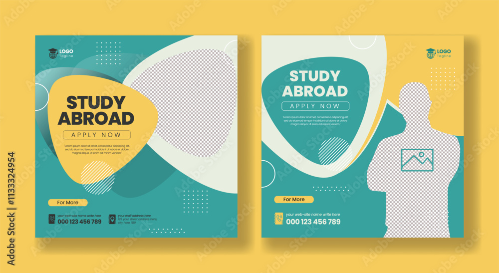 Study abroad editable social media posts banner, ads template, student ...
