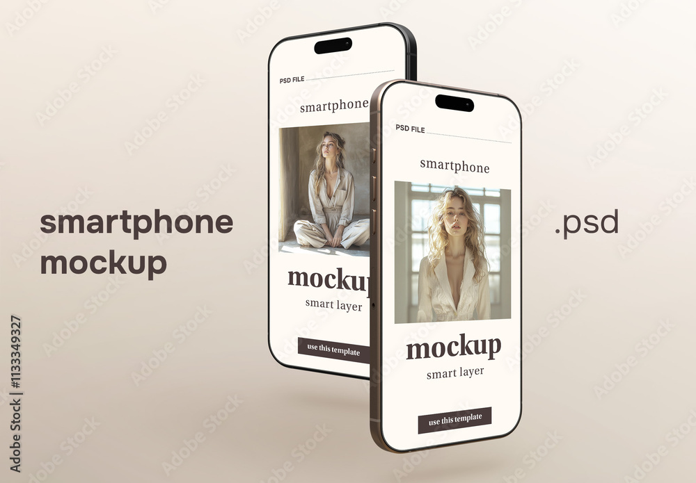A realistic high resolution mockup 3D render set of a smartphone Stock ...