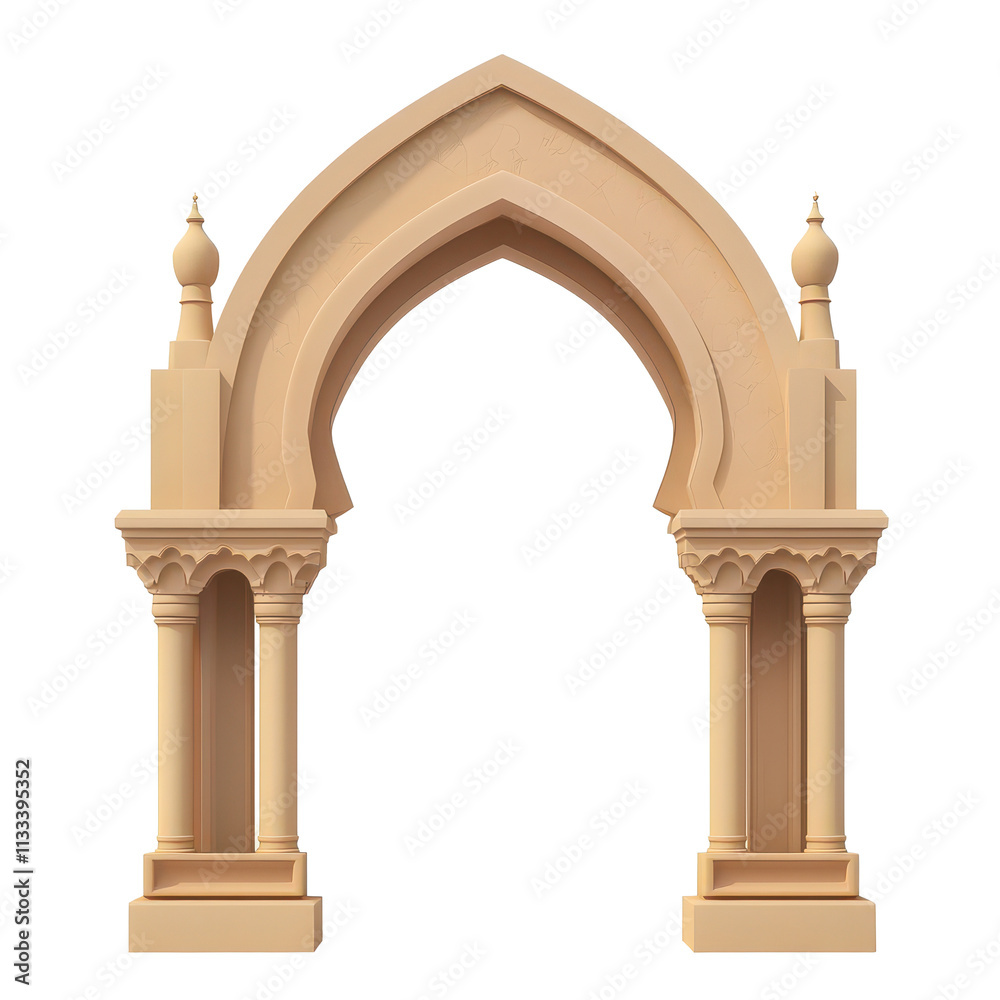 Architectural beauty of an Arabic arch gate isolated against a ...