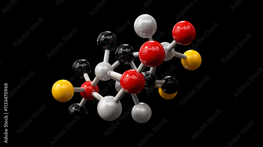 Poster Polyether ether ketone molecule molecular structure, ball and ...