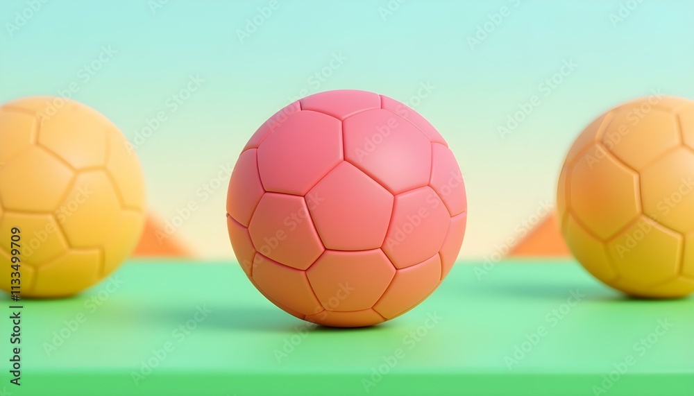 soccer ball 3D render icon with a vibrant color palette, shown in a ...
