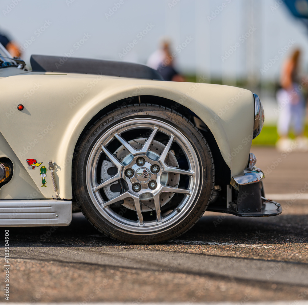 Gothenburg, Sweden - september 07 2024: Front wheel of a White custom ...