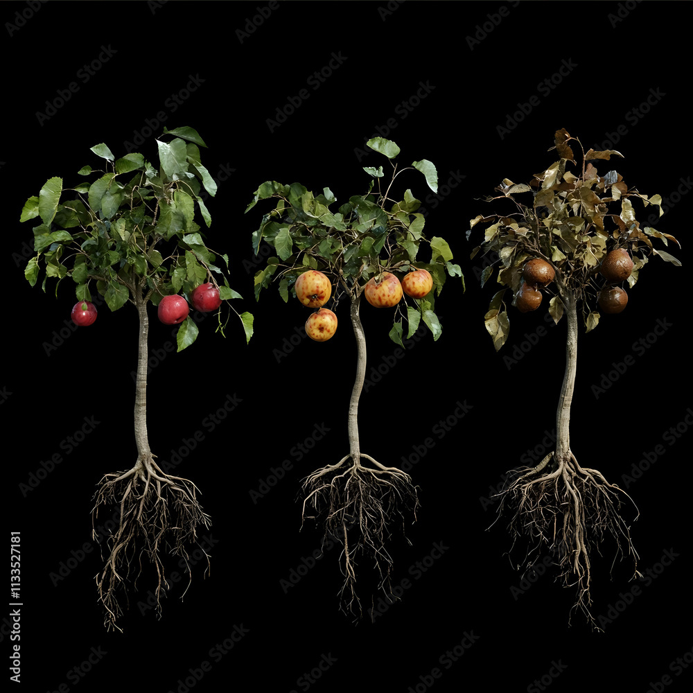 A small tree growing fresh and healthy full of life young with its roots visible underground The ...