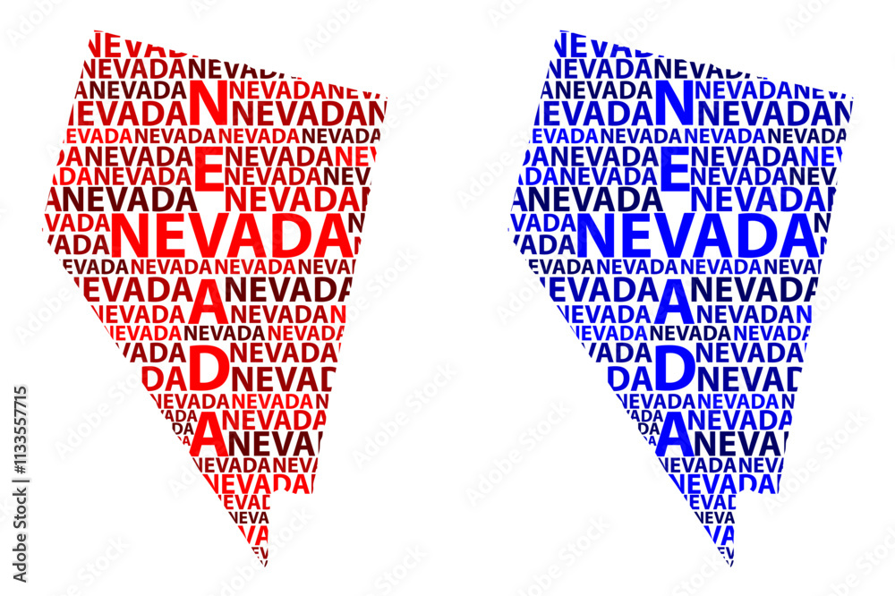 Sketch Nevada (United States of America) letter text map, Nevada map ...