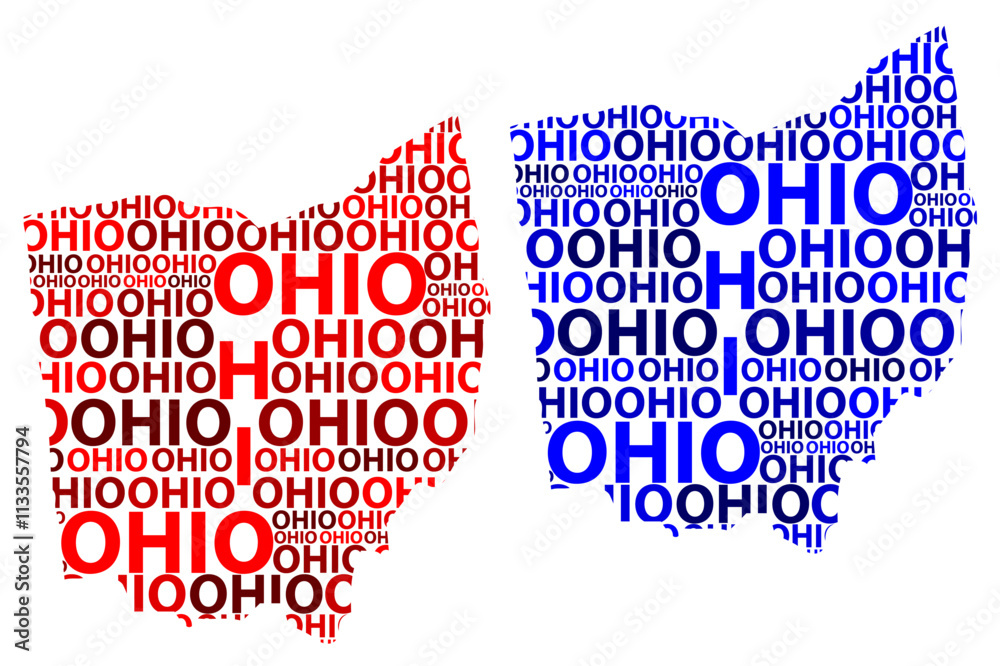 Sketch Ohio (United States of America) letter text map, Ohio map - in ...