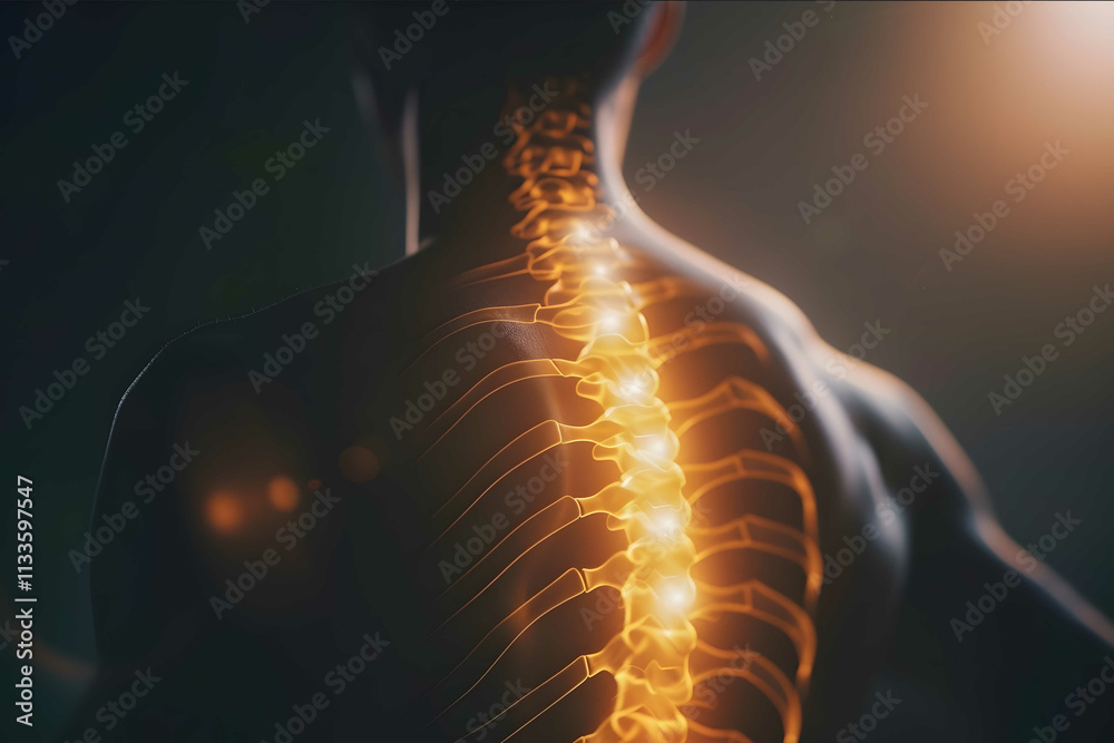 Visualisation of a spine on a persons back rachiocampsis Stock Photo ...