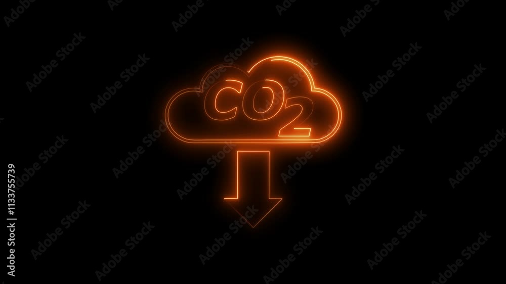Neon Reduce CO2 emissions and CO2 neutrality animation. Environment ...