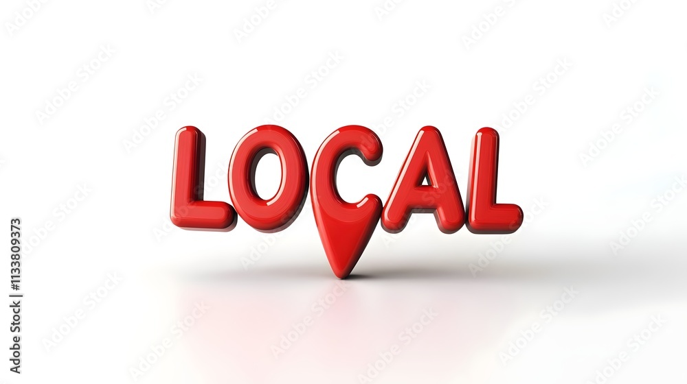 The word Local typography in red with a location maps search engine ...