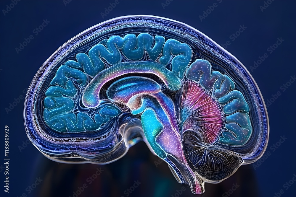 Holographic-style cross-sectional view of the human limbic system Stock ...