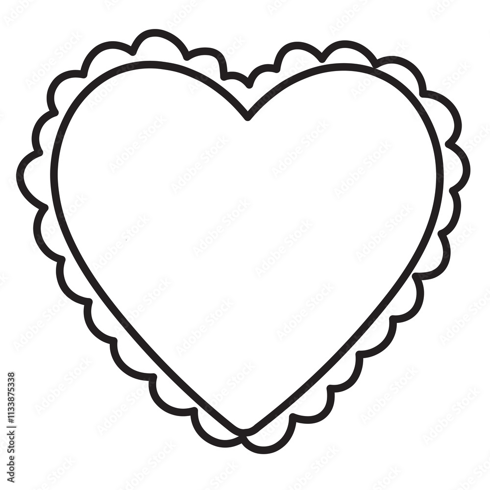 Cute heart outline for kid colouring book, art, painting, tattoo, love ...