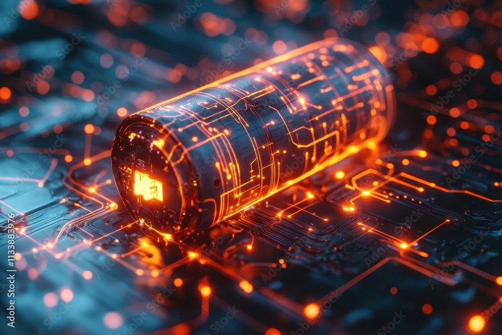 Close Up of a Single Battery with Visible Electrical Connections and ...