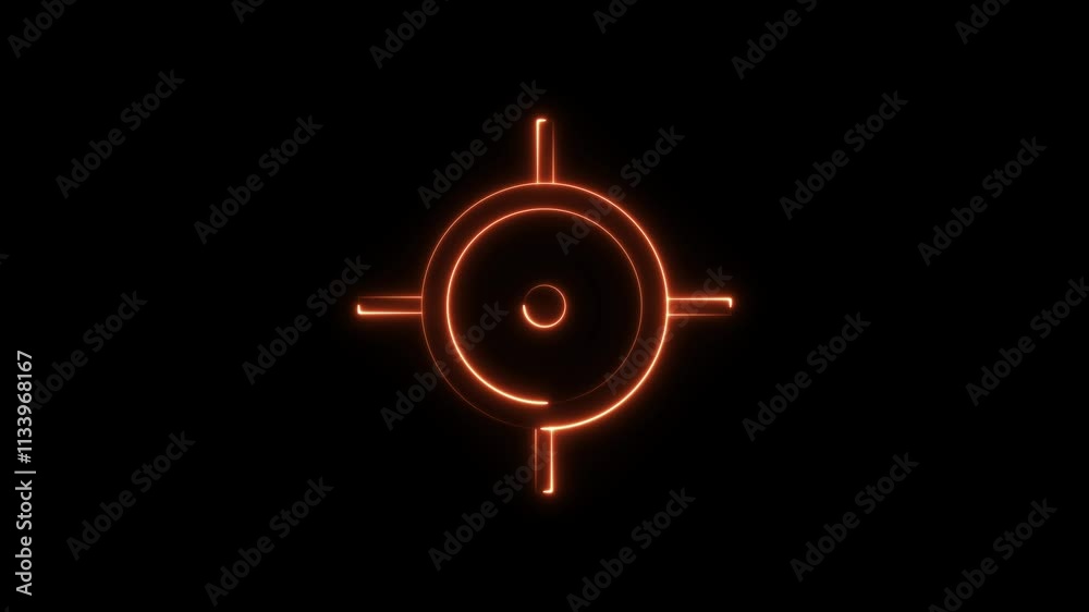 Aim target icon for shoot, neon Aim icon animation. Engaging bullseye ...