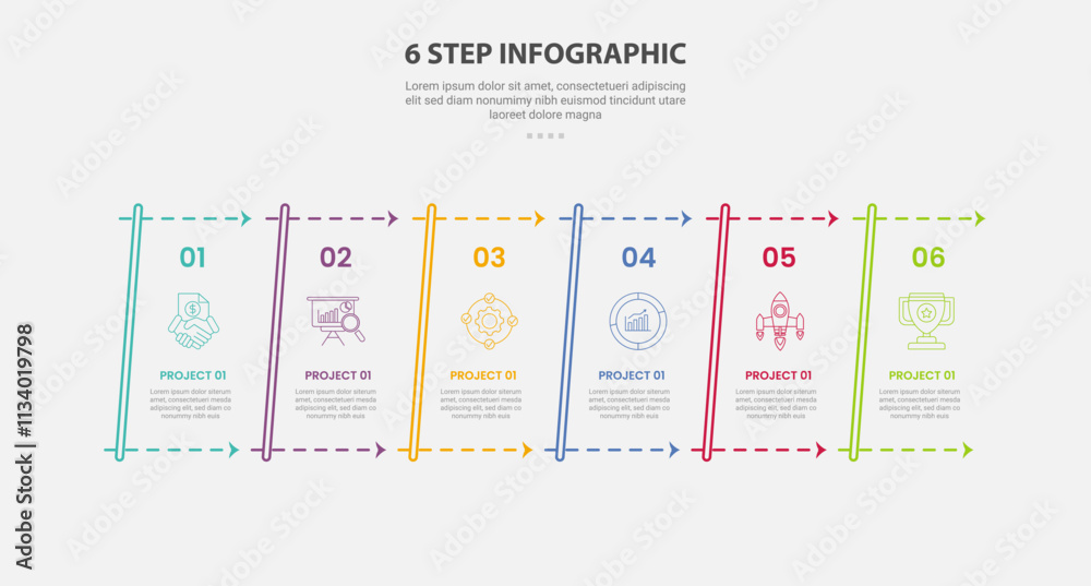 Poster 6 points template infographic outline style with 6 point step ...