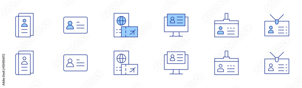 Identity icon set in two styles, Duotone and Thin Line style. Editable ...