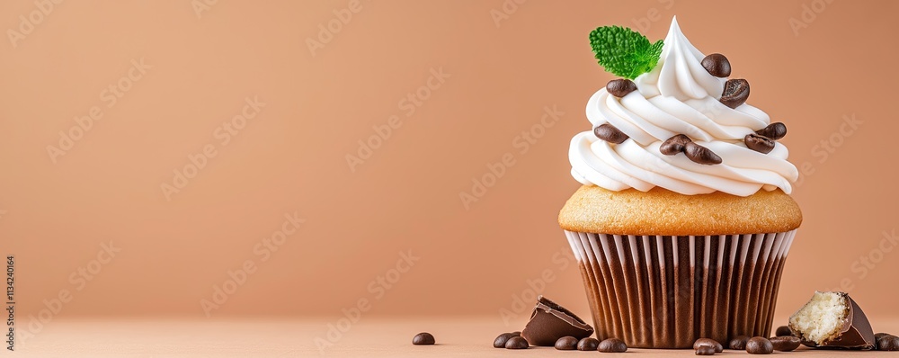 Mocha mousse dessert, soft brown background. Color trend concept 2025 ...