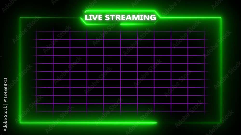 live streaming neon text frame animation box frame neon frame live ...