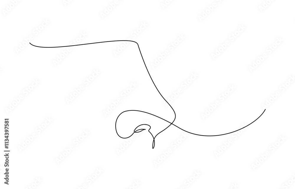 Hand drawn human sense organs vector, Human Nose one line drawing, Hand ...