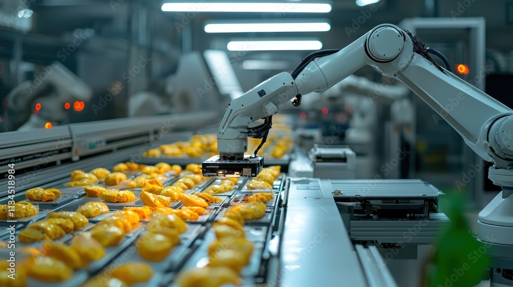 Automated robots streamlining production lines with iot control in factories showcasing robotic ...