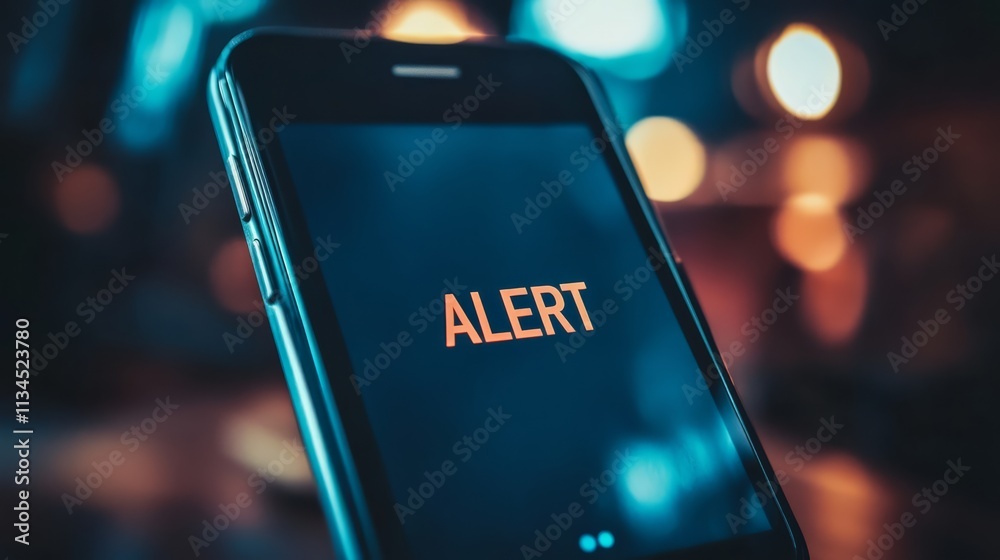 Urgent Mobile Alert: Smartphone displaying a critical alert message ...