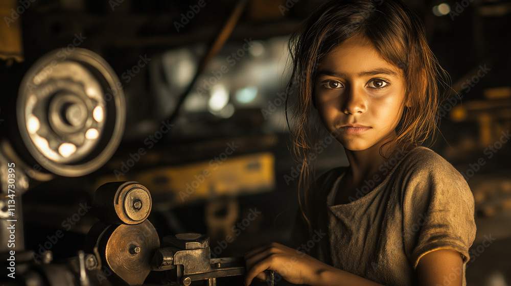 Young indian girl in factory setting highlighting child labor concerns ...