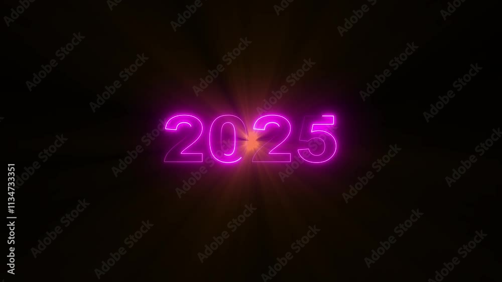 2025 happy new year 2025 animated text new year neon 2025. Neon glowing ...