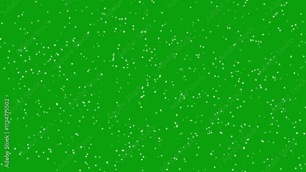 Snowfall overlay across a green background. Winter softly falling snow ...