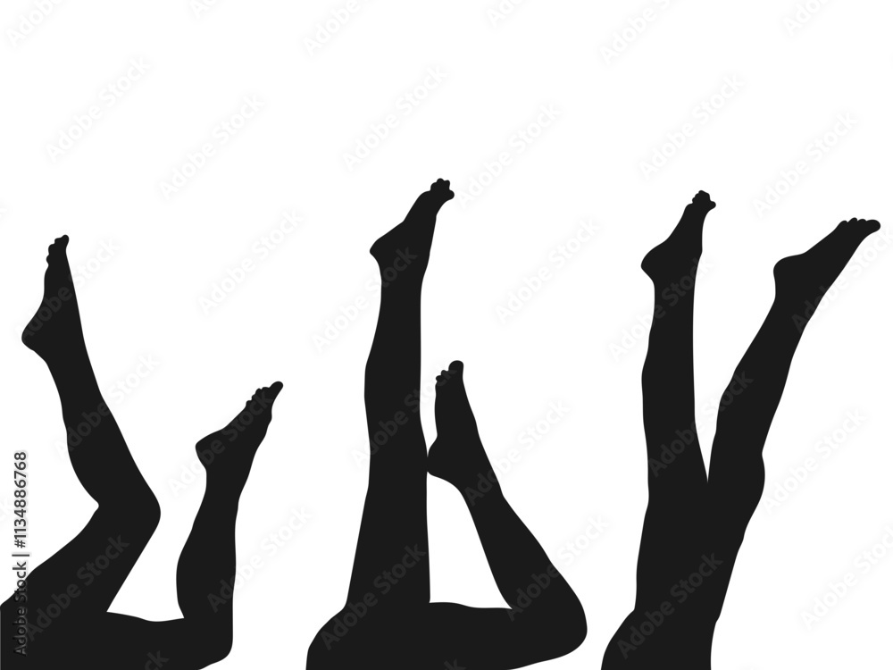 Collection of silhouettes of beautiful female legs. Women's legs in ...