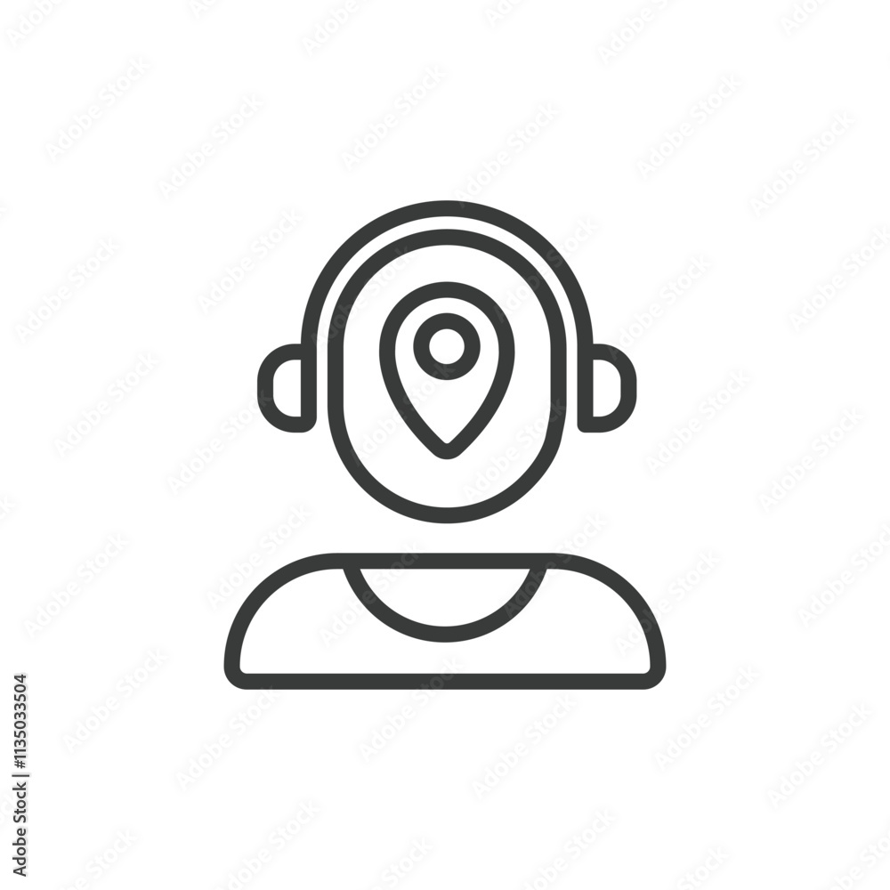 Support location, icon in line design. Support, location, help, pin ...