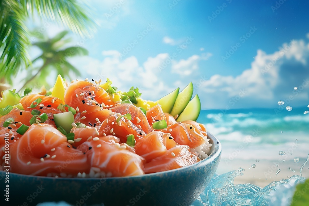 Tropical Salmon Poke Bowl: A vibrant and refreshing salmon poke bowl ...