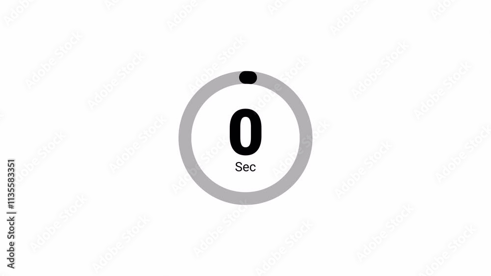 Circle countdown timer five second animation from 05 to 0 seconds on ...