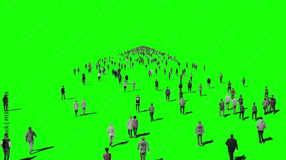 3D animation of a crowd of people walking down the street to visualize ...