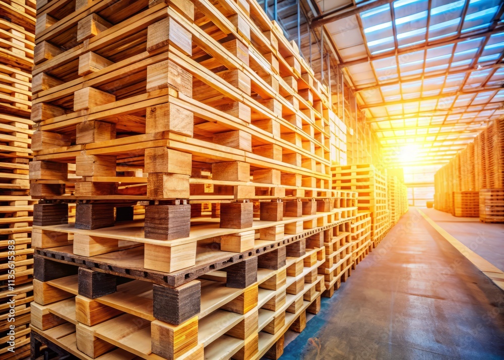Warehouse Pallet Stacking: Close-Up Photography of Industrial Storage ...