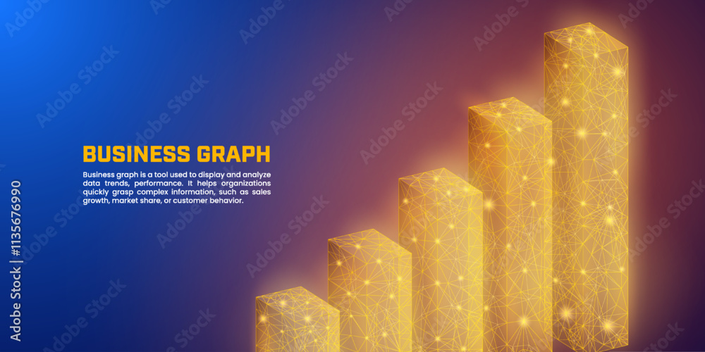 Abstract bar chart, illustration of a business growth report in a graph ...