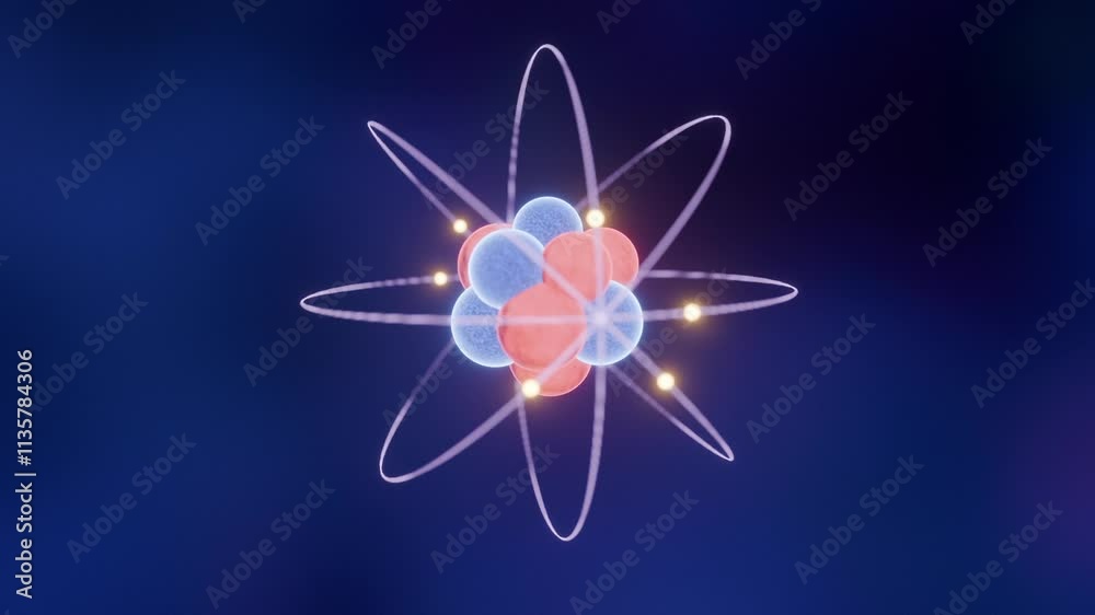 Bohr's Atomic Model concept animation Electrons revolving around positively charged nucleus ...
