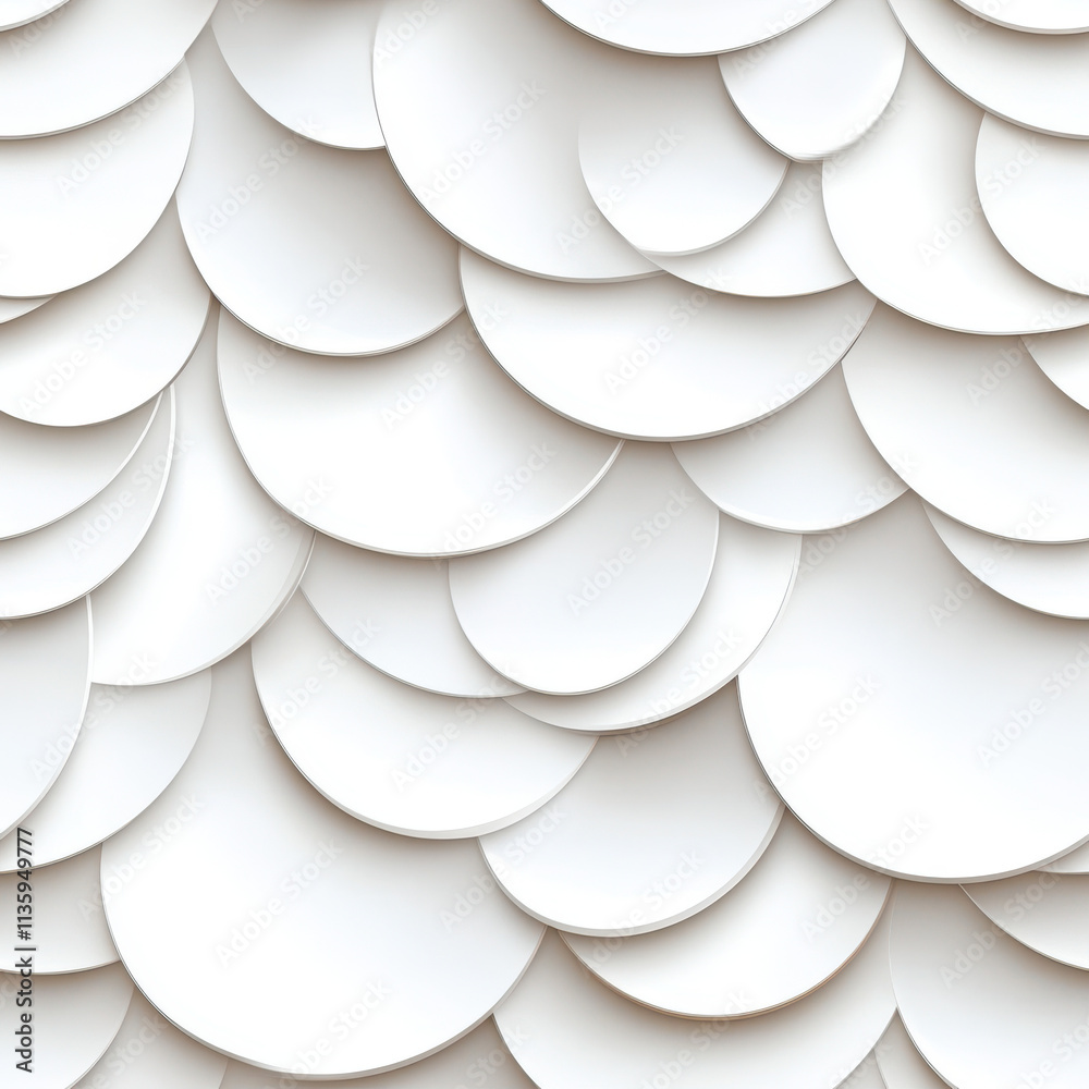 Seamless white circular pattern with layered textures creating depth ...