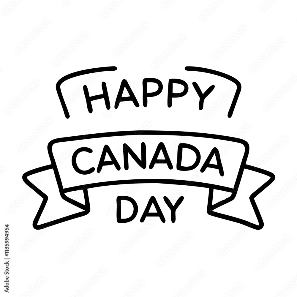 happy canada day banner icon, canada day line art, canada icon - simple ...