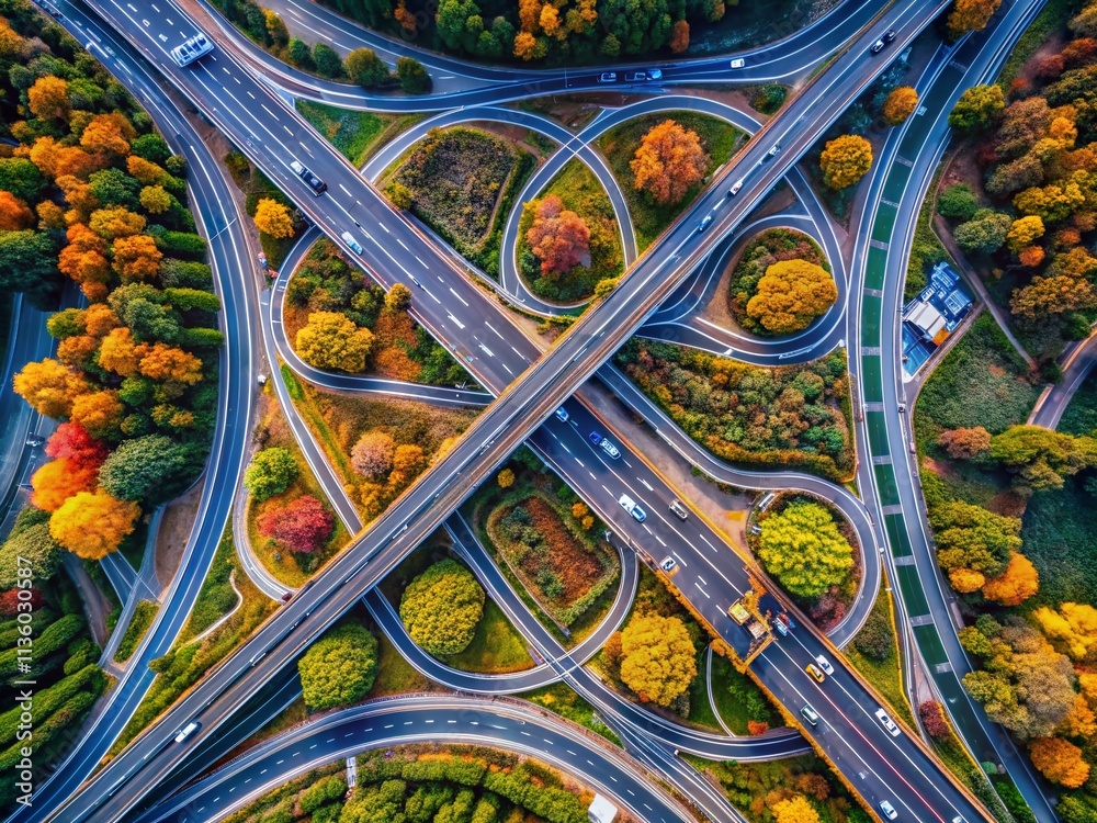 Aerial Road Map Pattern: Geometric Highway Network, Satellite Image ...