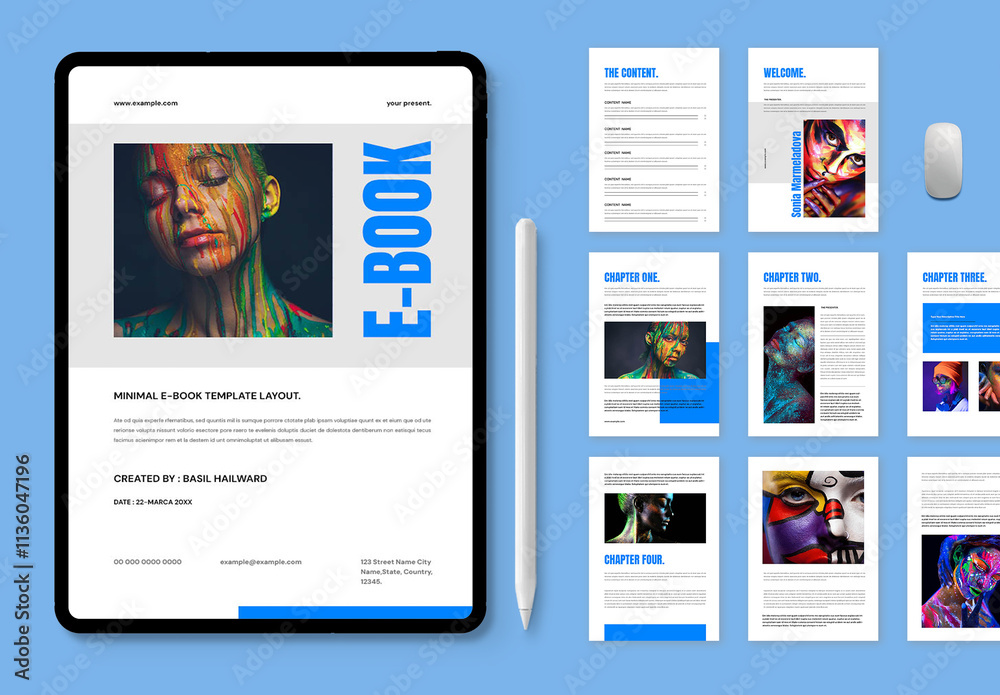 Minimal Blue And Gray Ebook Template Stock Template | Adobe Stock