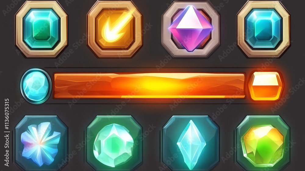 Game progress bars, cartoon vector process ui or gui interface design ...