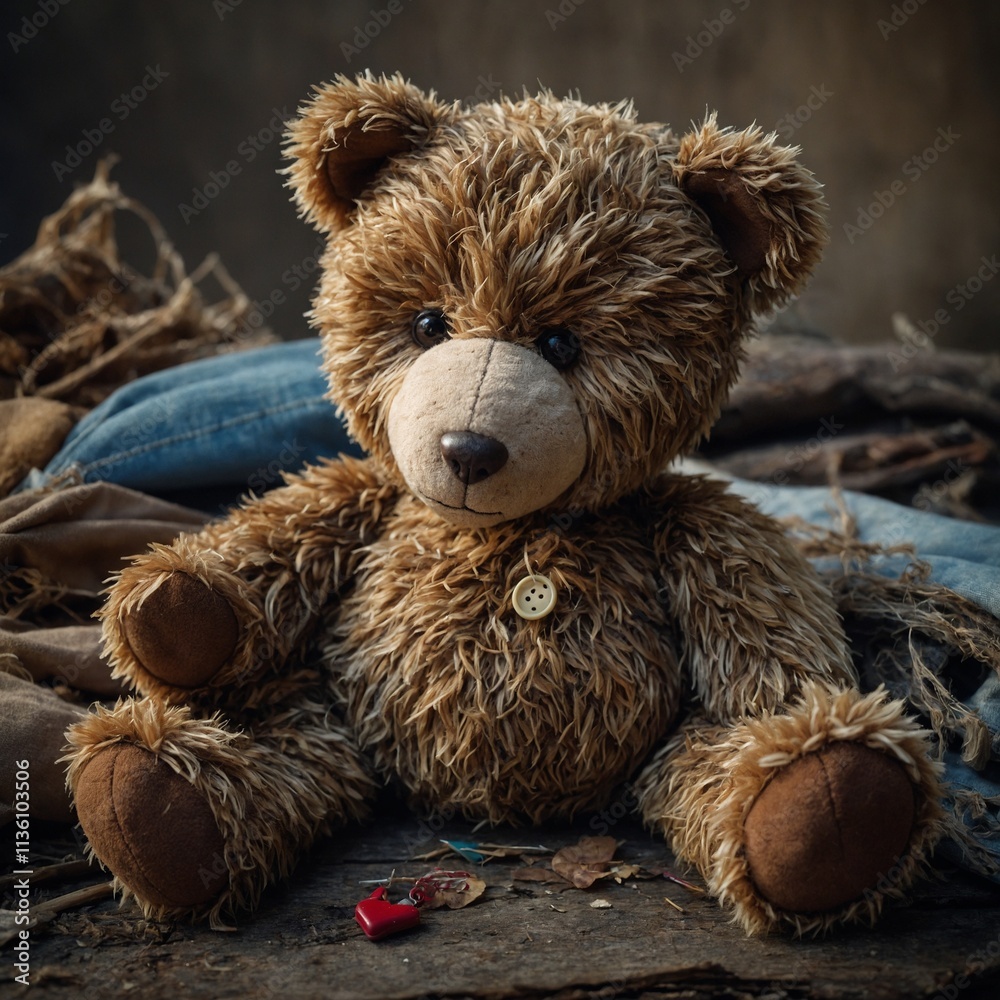 How does a teddy bear cope with being worn out and threadbare? Stock ...