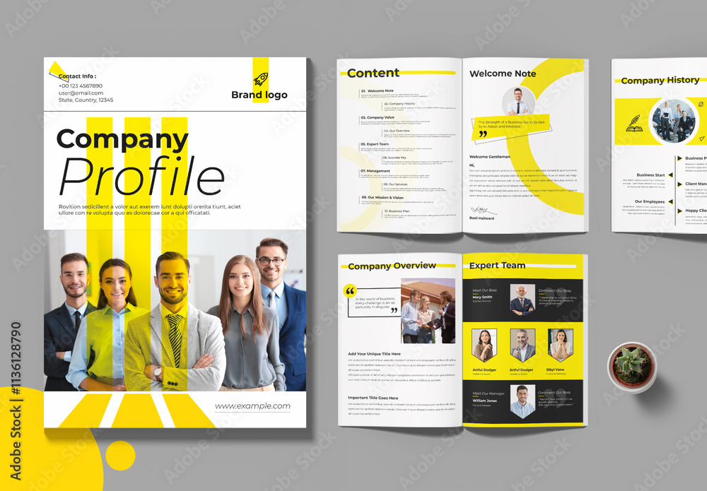 Company Profile Template Layout With Yellow Accents Stock Template ...