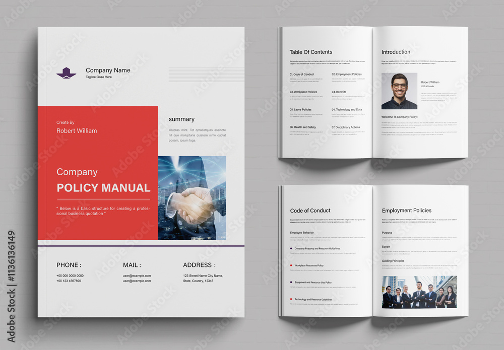 Company Policy Brochure Layout Stock Template | Adobe Stock